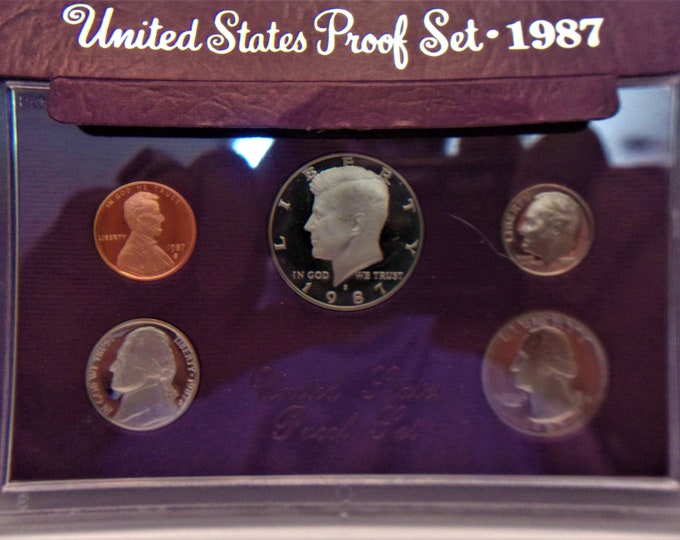 1987 US Coin Proof Set Penny Nickel Dime Quarter Half Dollar S San ...