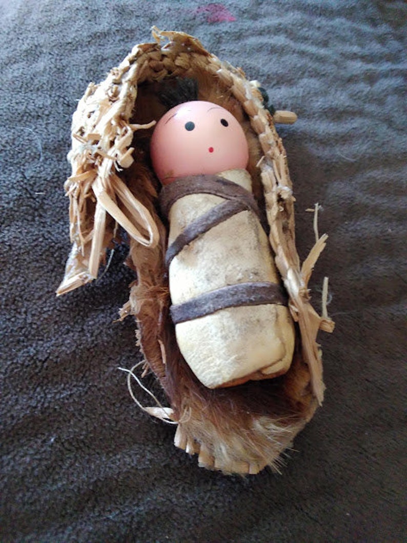 Vintage Primitive Native American Rag Doll With Baby in Straw - Etsy