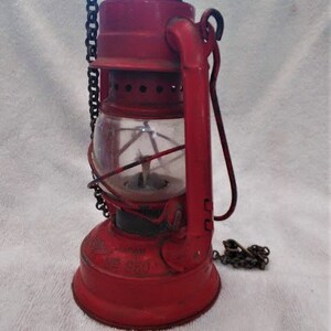 Vintage Red Winged Wheel No. 350 Lantern 7.5 Made in Japan Clear Globe ...