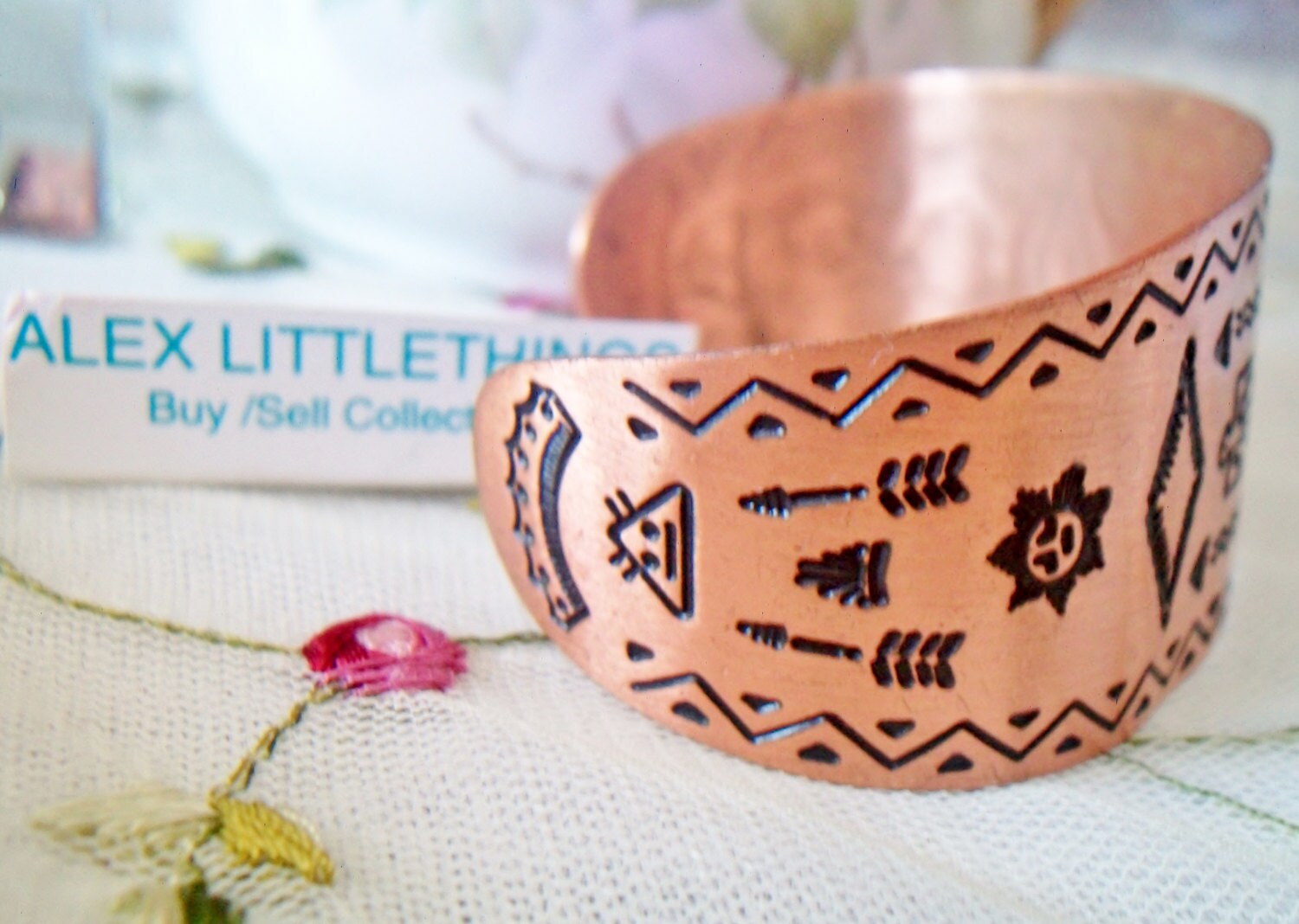 Copper Cuff Bracelet Native American Symbol Vintage | Etsy