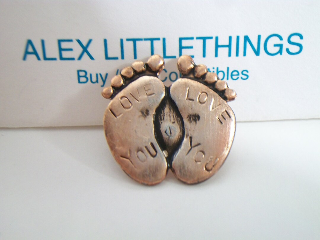 Love You Feet Pin Foot Shape Toes Copper Tone Costume Jewelry ...