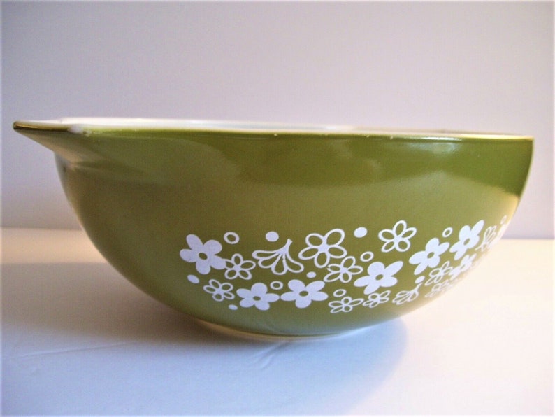 Vintage Pyrex Spring Blossom Cinderella Bowl Green White 444 - Etsy
