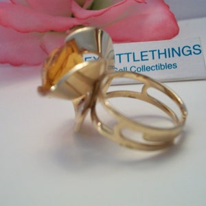 Vintage Sarah Coventry Amber Topaz Ring Huge Stone Pinwheel Cocktail ...