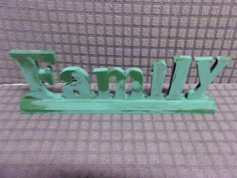 Green Wood Family Sign Wooden Home Office Decor | Etsy