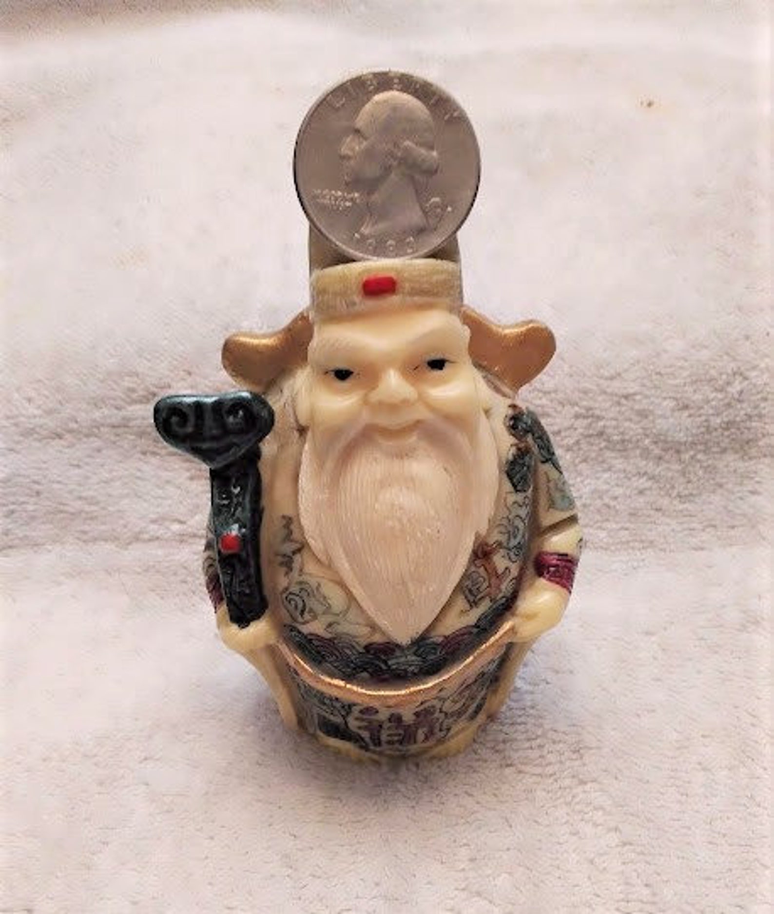 Vintage Chinese Wise Man Luk Lu Remedy Statue Made of Resin 3 | Etsy