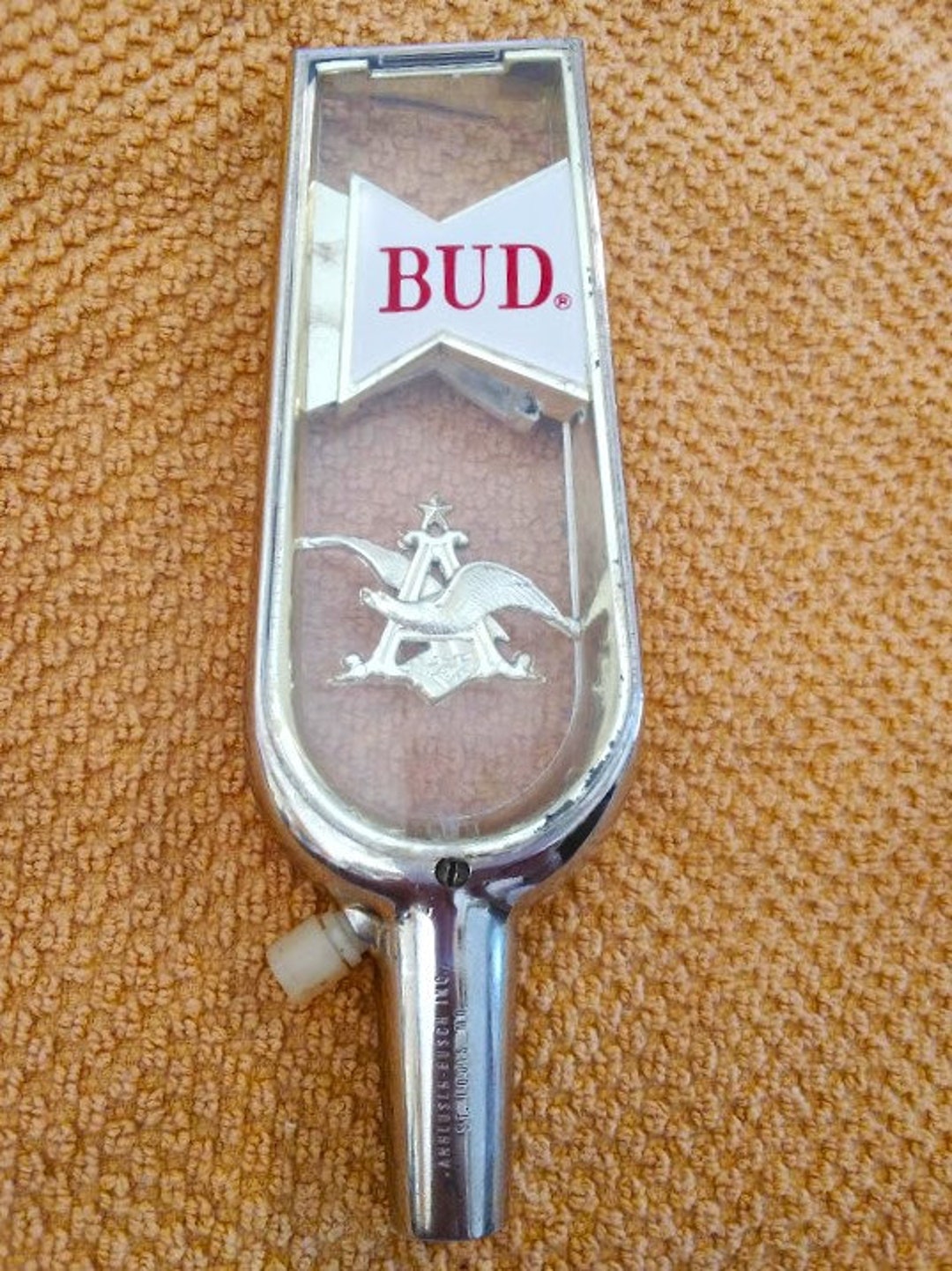 Rare Vintage 1960's Bud Beer Tap Handle Clear Acrylic Brass Budweiser ...