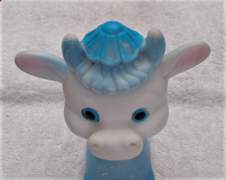 Vintage Squeaky Toy Cow Bull the First Toy Years USA Blue - Etsy