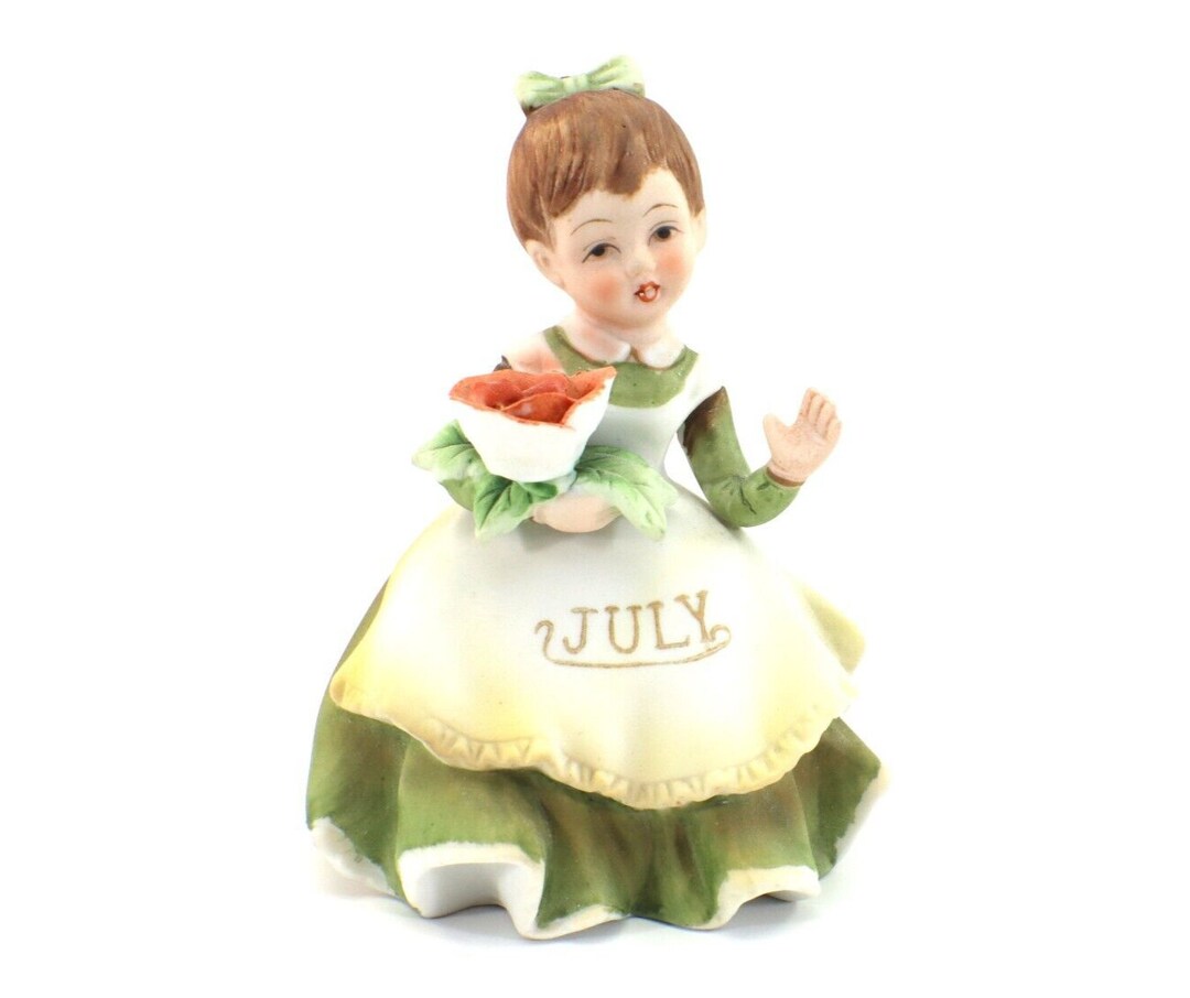 Vintage Geo Lefton Girl of the Month July Figurine 4200 Hand Painted ...
