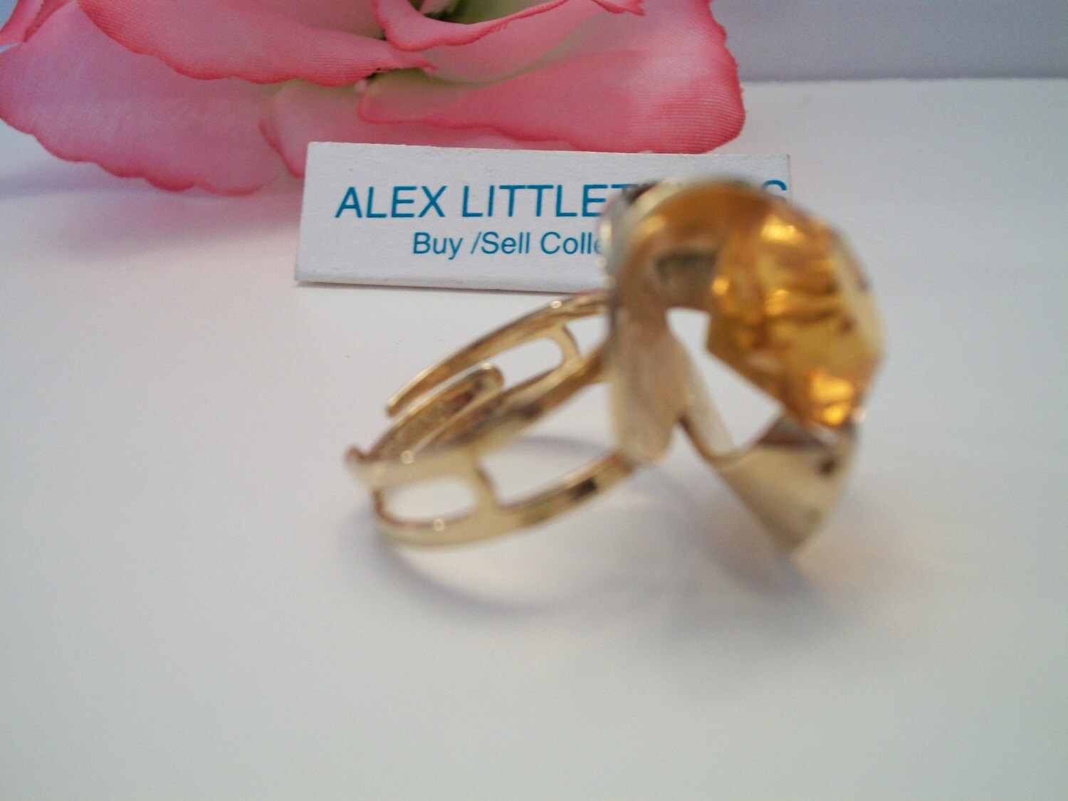 Vintage Sarah Coventry Amber Topaz Ring Huge Stone Pinwheel | Etsy