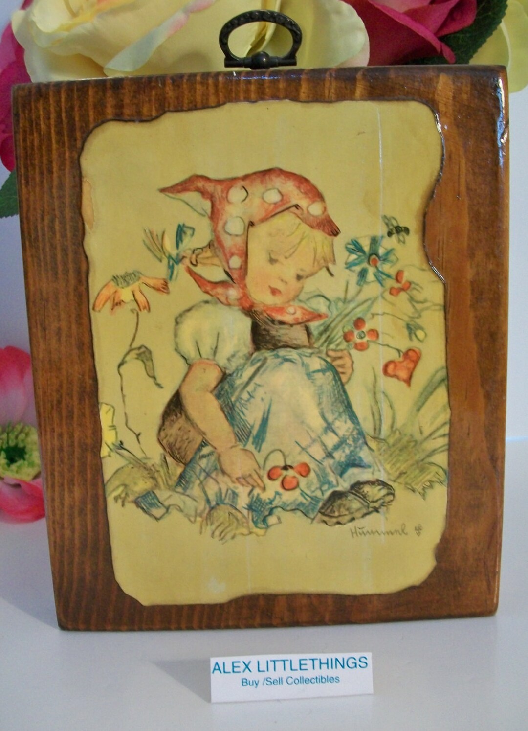 Vintage Hummel Card Wall Hanging Girl Wall Decor Wooden Plaque Wood ...