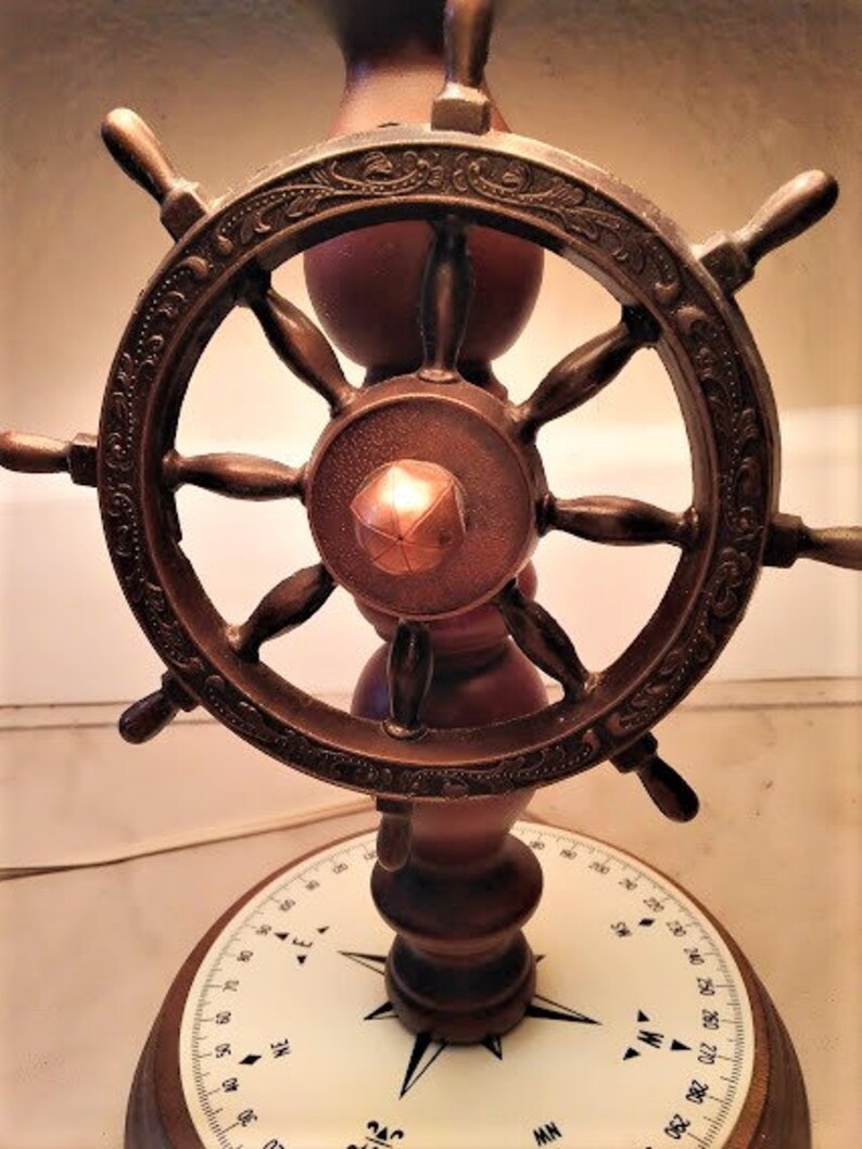 Vintage Nautical Ship's Wheel and Compass Wood and Metal - Etsy
