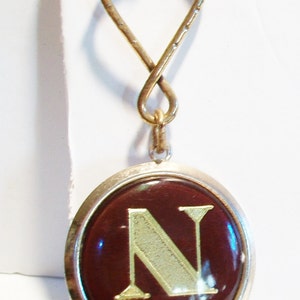Vintage Hit USA Initial N Key Chain Clip Round Brown Medallion Keyring ...