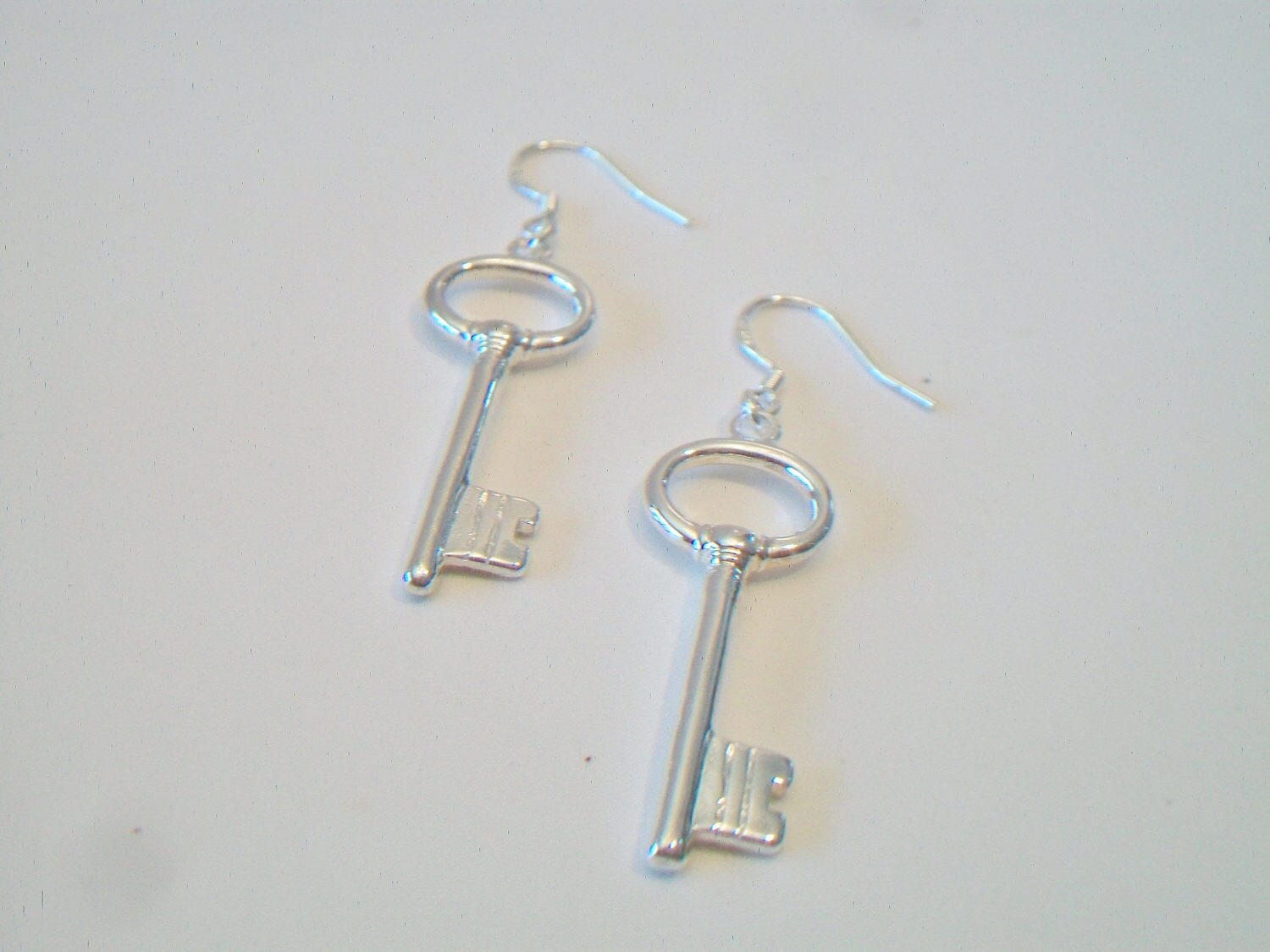 Skeleton Key Wire Hook Earrings Silver Plated Fashion Jewelry | Etsy