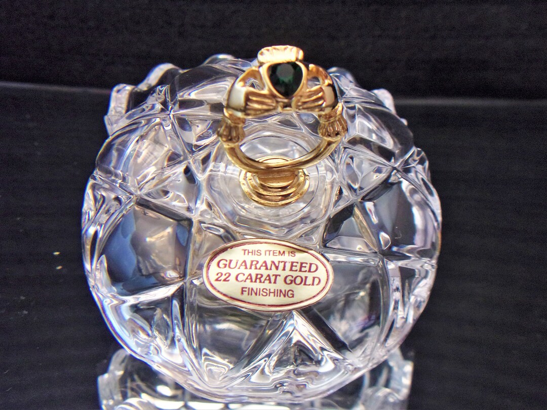 Claddagh Ring Trinket Box Killarney Crystal Glass Co Vintage Jewelry ...