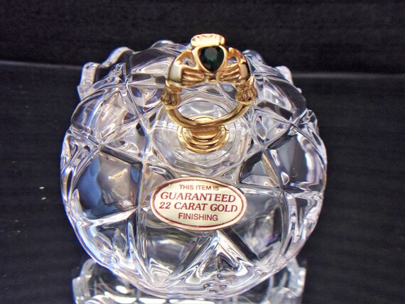 Claddagh Ring Trinket Box Killarney Crystal Glass Co Vintage - Etsy.de