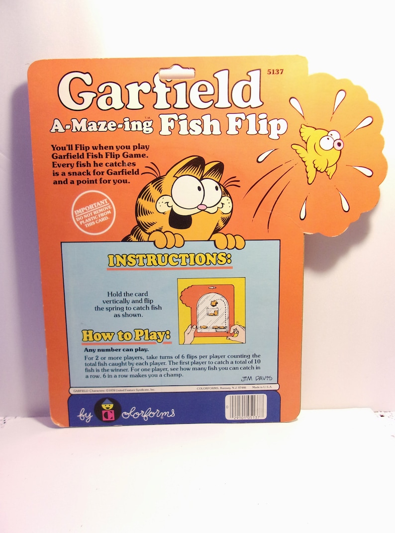 Garfield Amazeing Fish Flip Game Vintage 1978 Toy Retro | Etsy