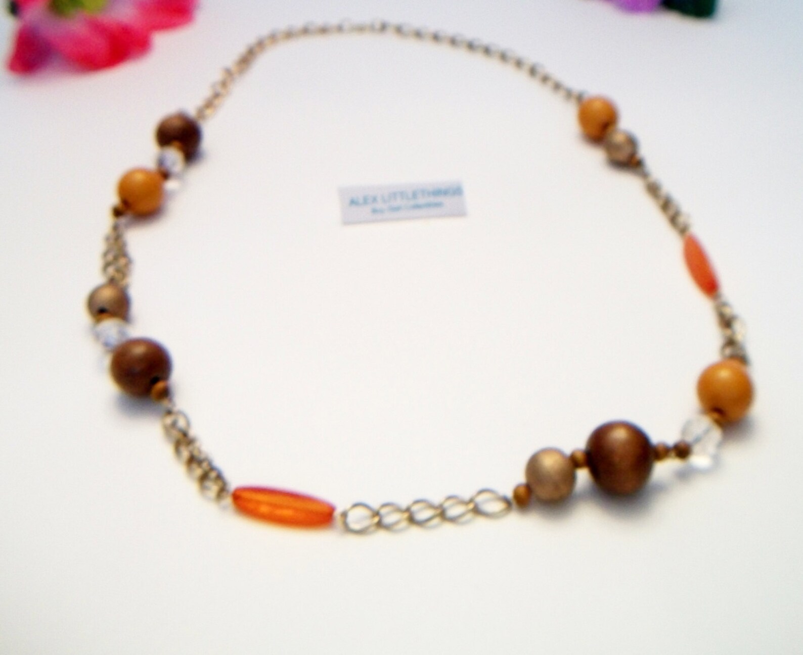 Vintage Autumn Wooden Bead Chain Necklace Boho Coachella Spicy - Etsy