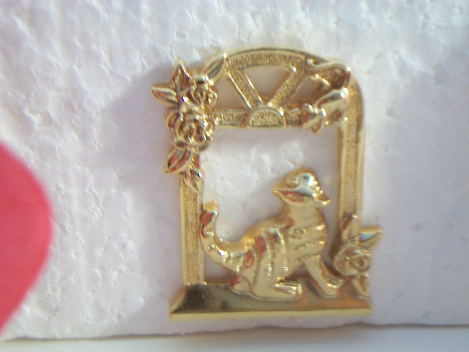 Vintage Cat Mouse in Window Brooch Pin Gold Tone Jewelry Cat | Etsy