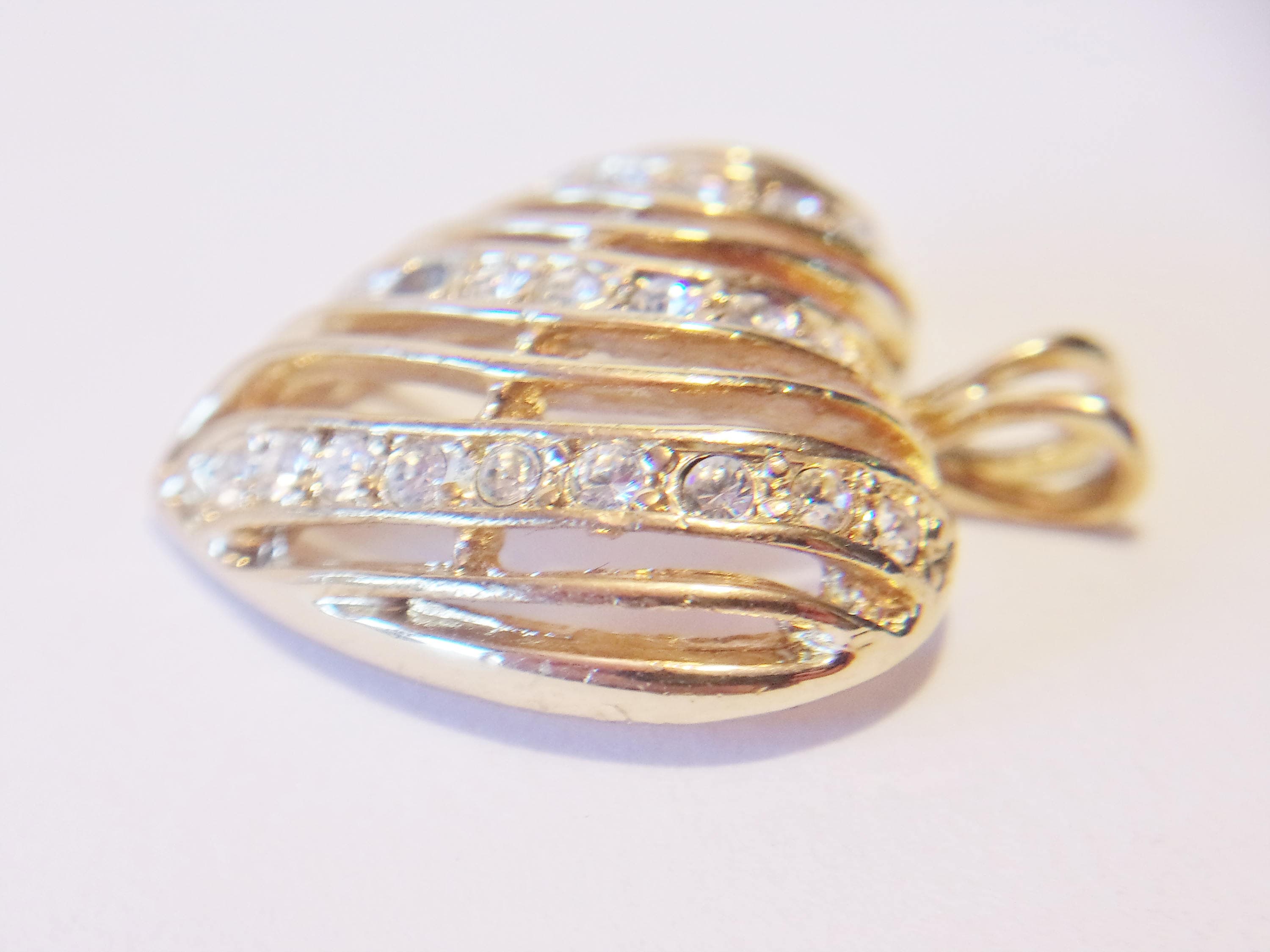 Puffed Heart Rhinestone Pendant Retro Puffy Costume Jewelry | Etsy