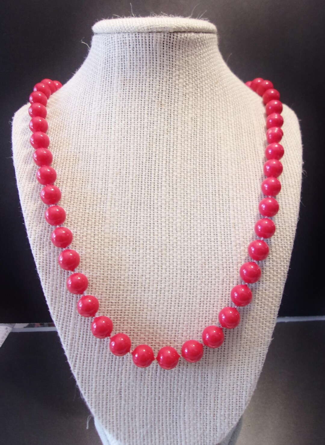 Vintage Red Beaded Necklace Classic Retro Rockabilly Jewelry Beads ...