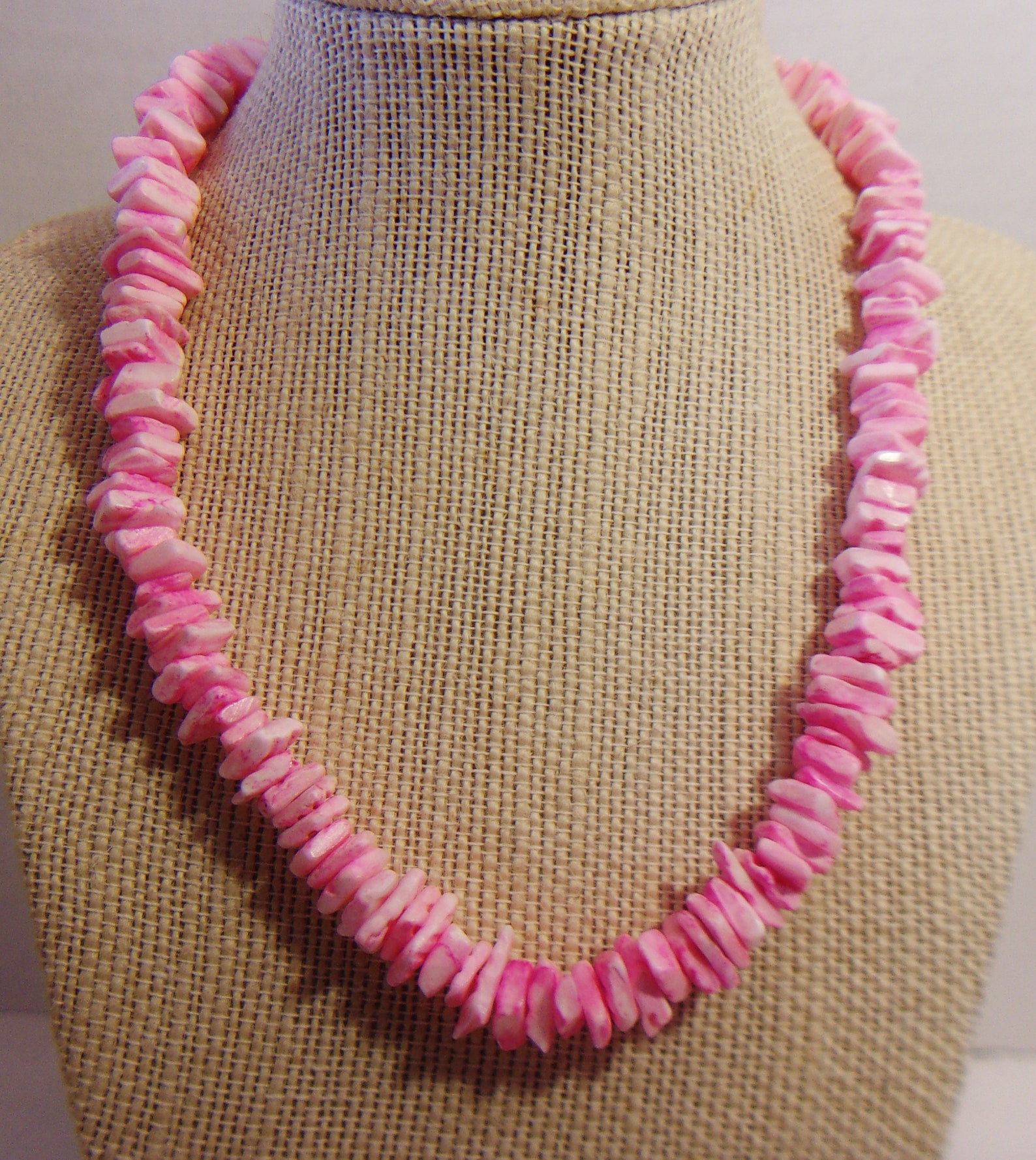 Pink Chip Necklace Vintage Surfer Jewelry Retro Shell Fashion - Etsy