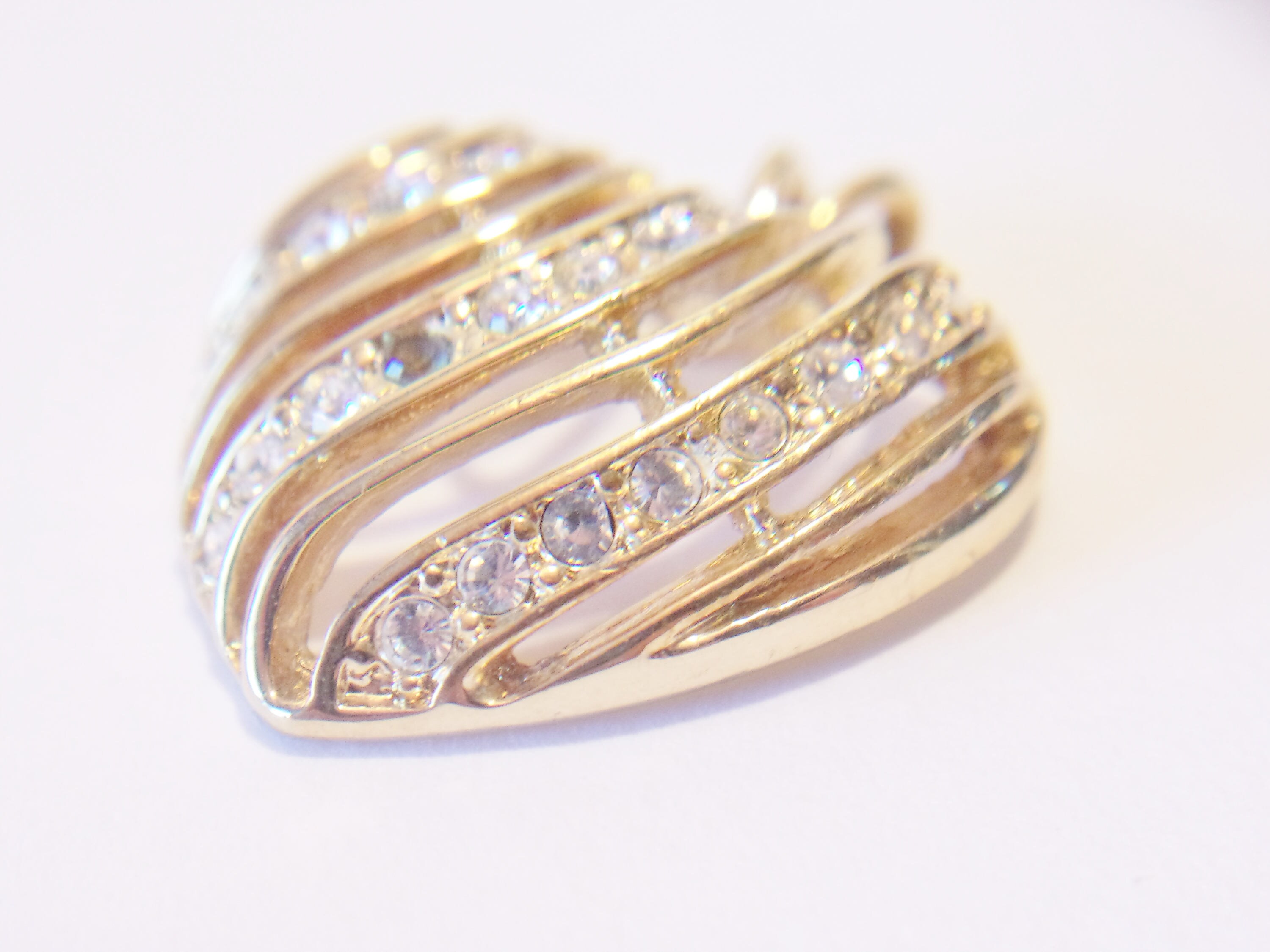 Puffed Heart Rhinestone Pendant Retro Puffy Costume Jewelry | Etsy