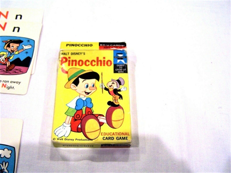 Vintage 1968 U.S.A Walt Disney Pinocchio Word Game EDU Cards - Etsy