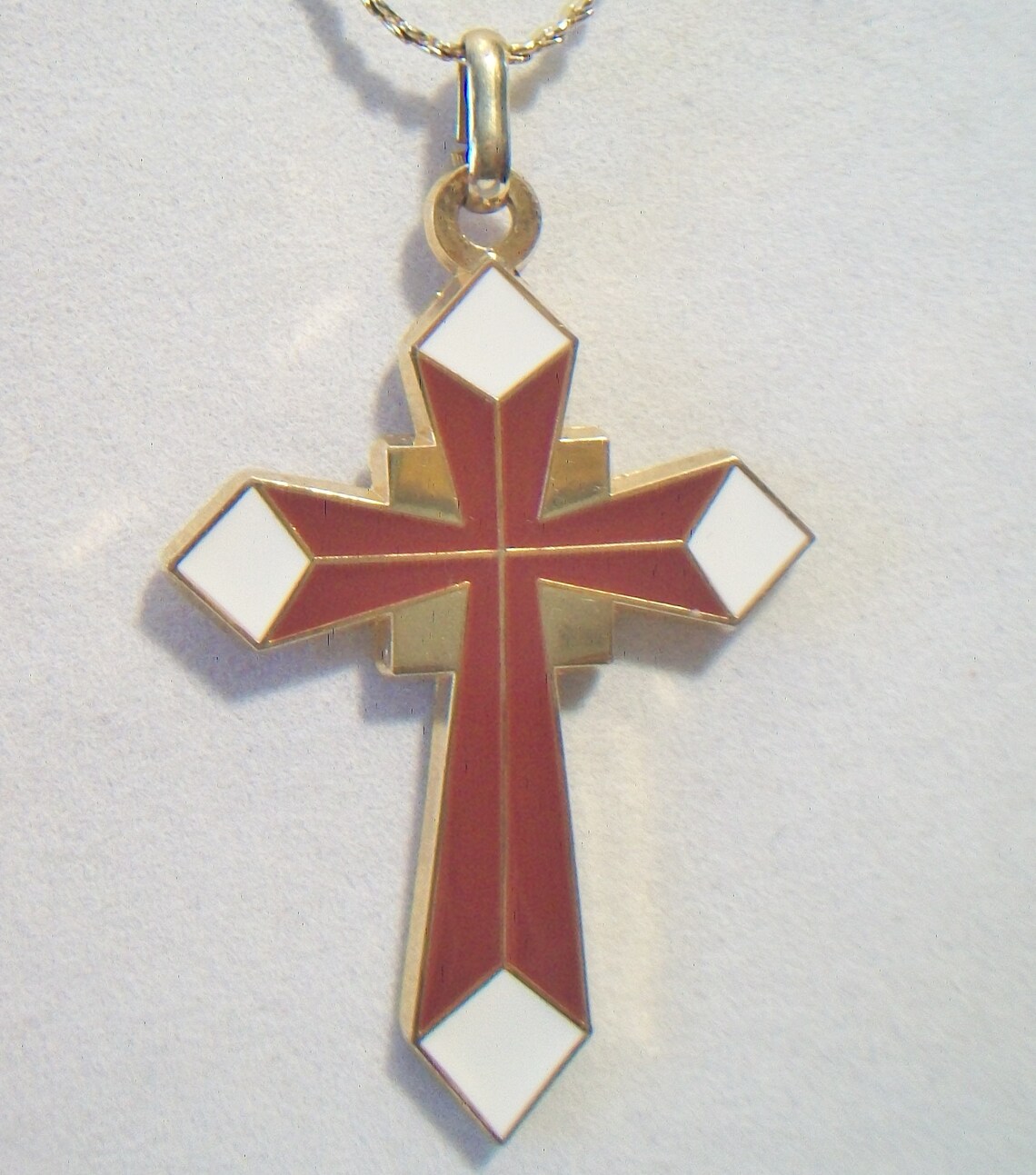 Vintage Dark Red Goldtone Cross Pendant Necklace Maroon Unisex - Etsy