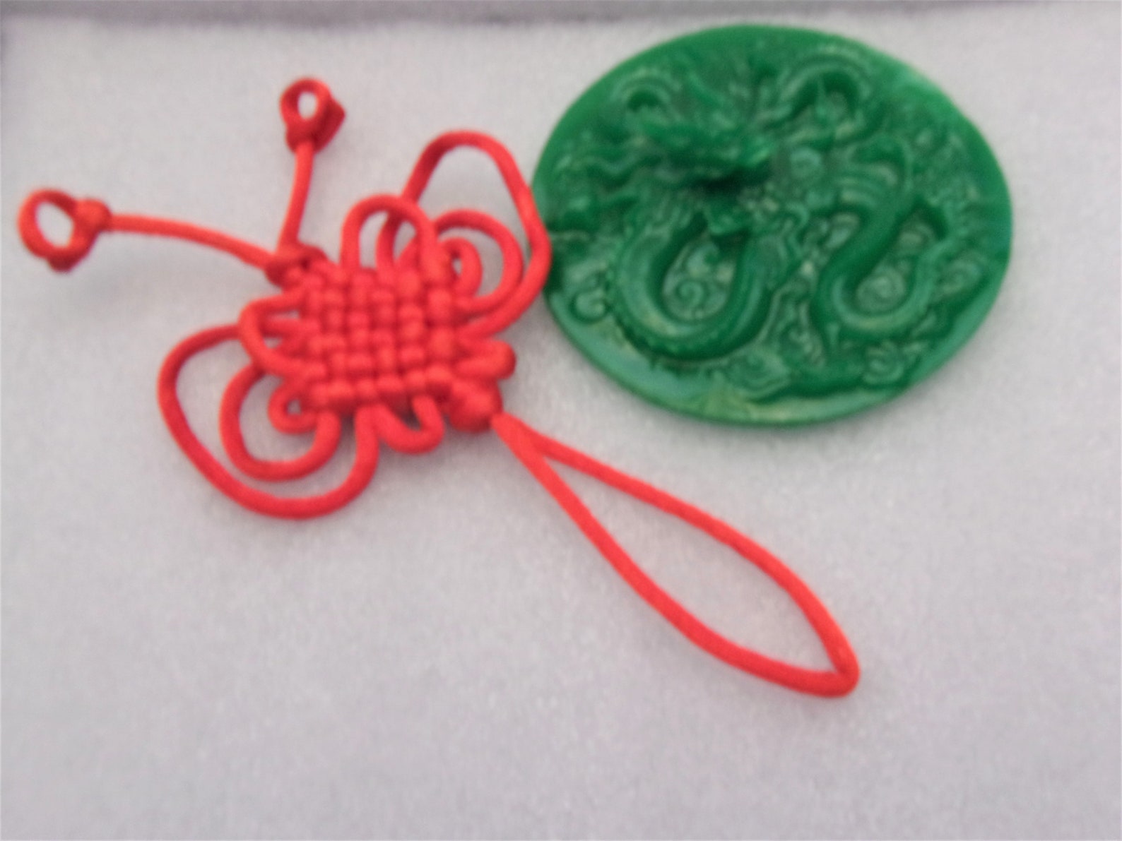 Faux Jade Dragon Disc With Red Cord Asian Decor Home Accents - Etsy