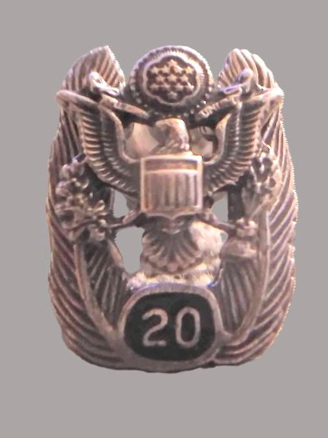 Vintage US Army Civilian Service 20 Year Award Sterling Silver Blue ...