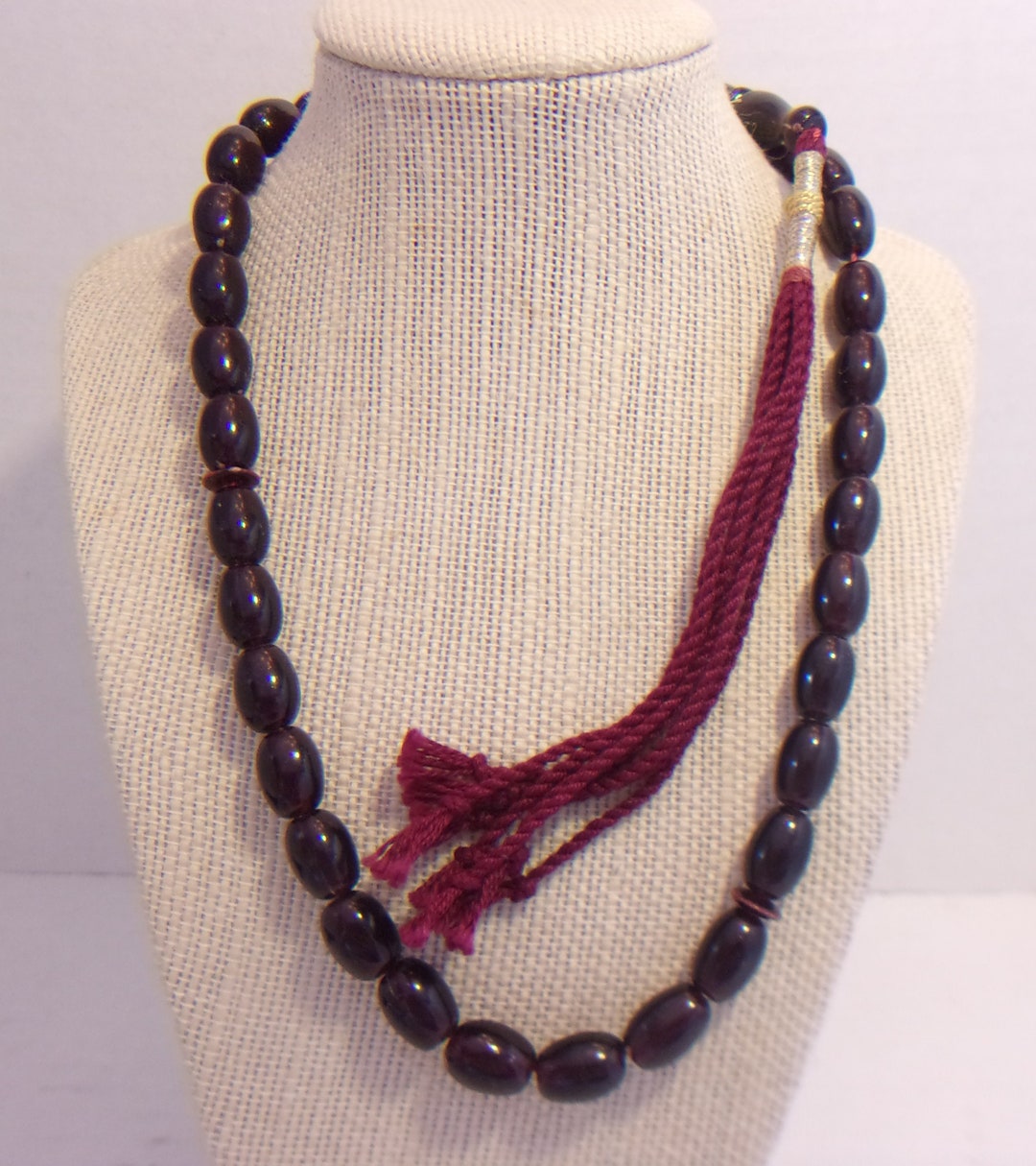 33 Burgundy Islamic Prayer Beads Muslim Misbah Pressed Amber Powdered ...