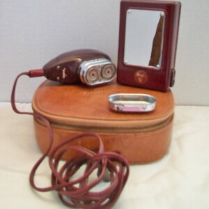 Vintage Norelco Sportsman Electric Razor Leather Plaid Case Shaving ...