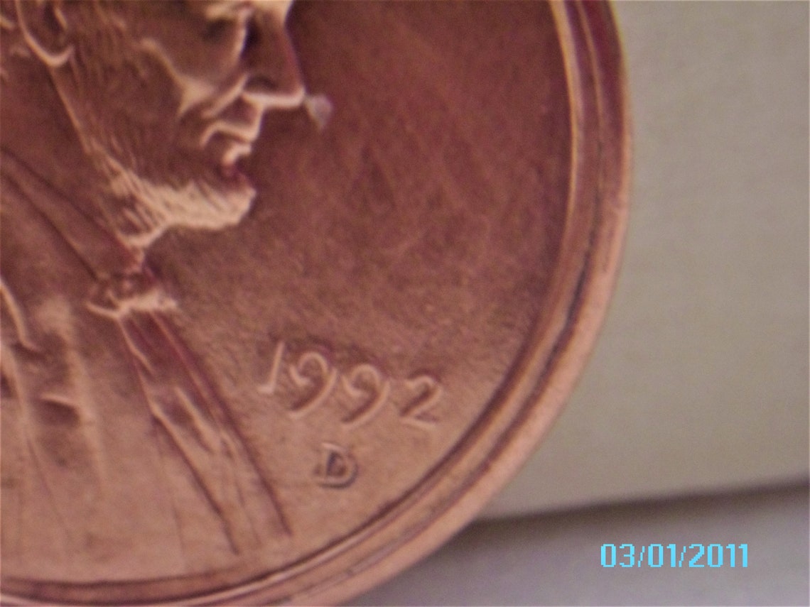 1992 1 Cent Coin With Errors Off Center Missing Half Of Rim | Etsy