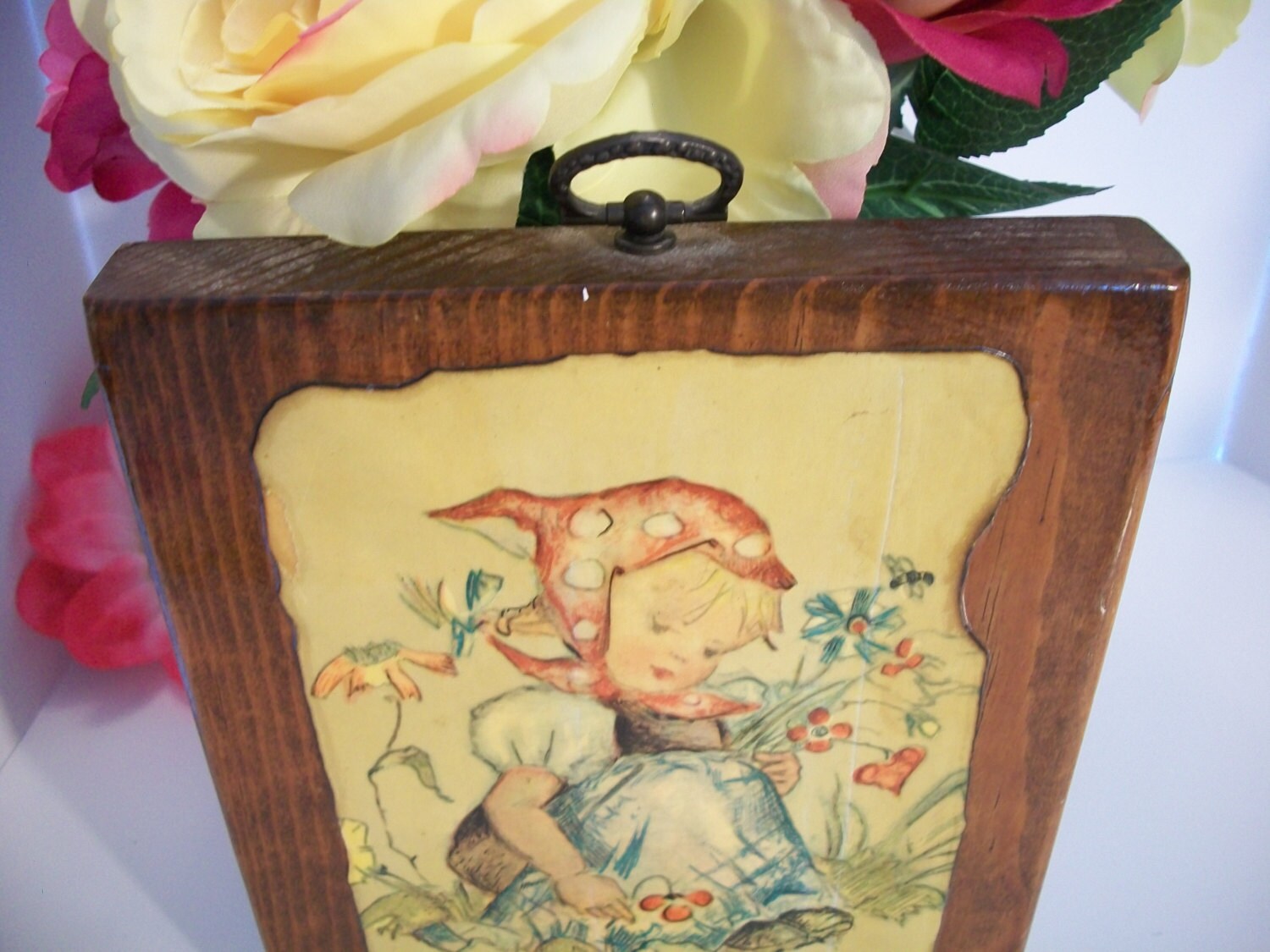 Vintage Hummel Card Wall Hanging girl wall decor wooden plaque | Etsy