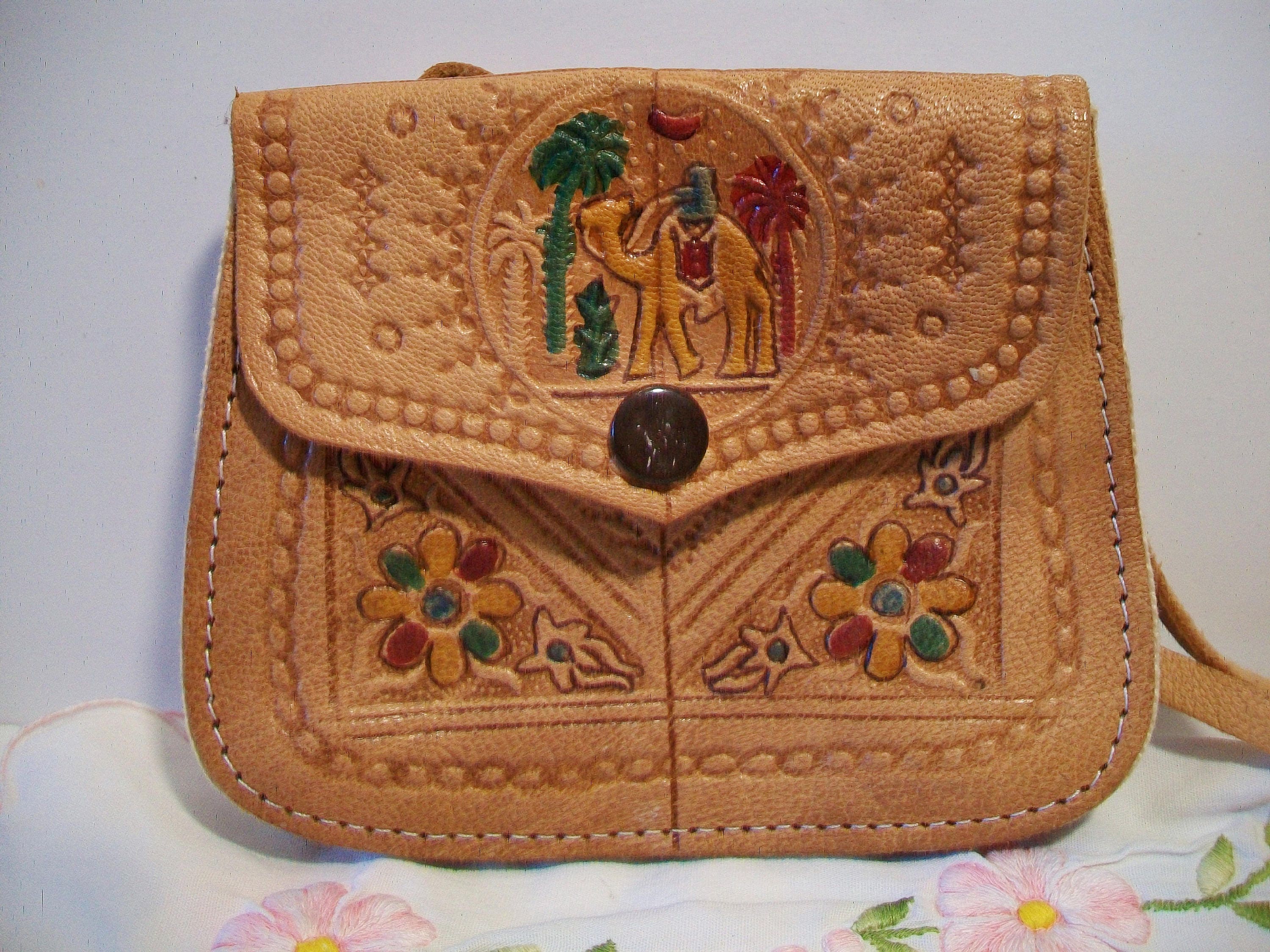 Small Tooled Leather Purse Camel Palm Trees Fashion Accessory | Etsy