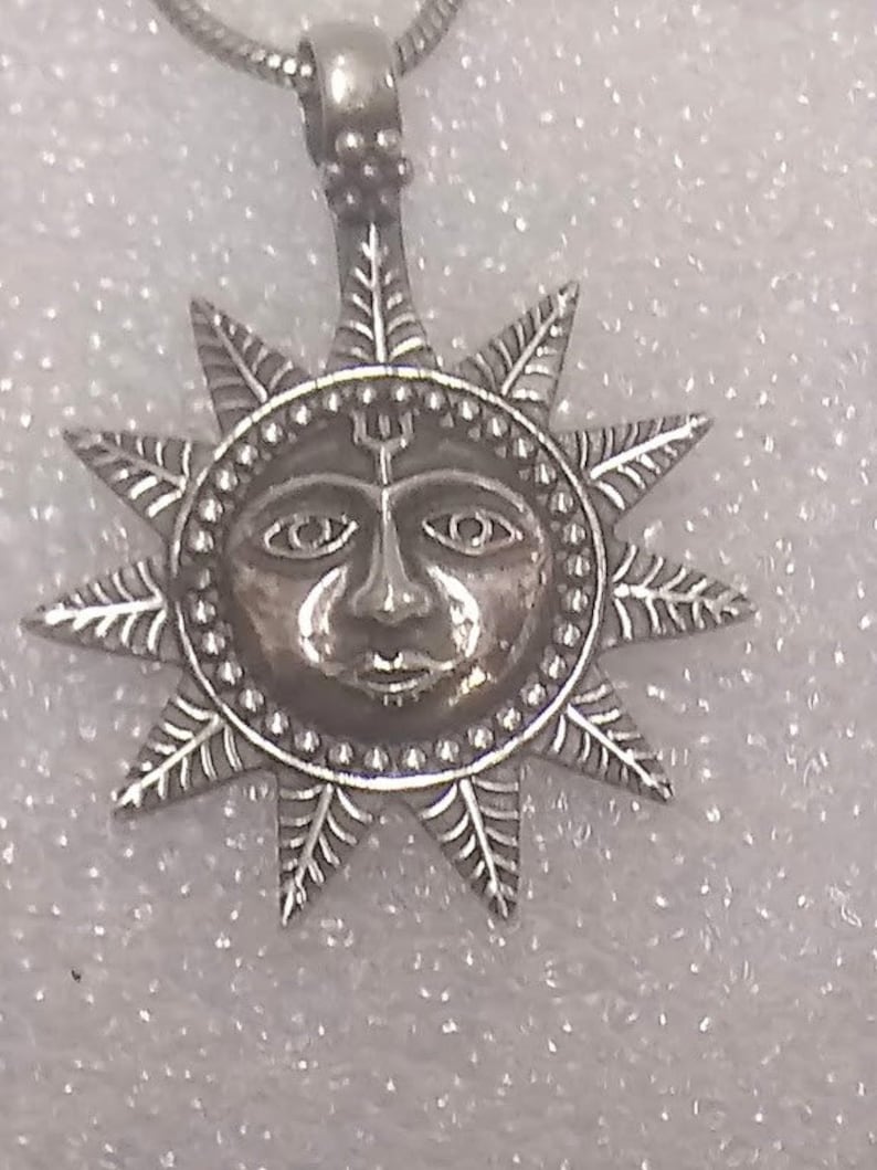 Vintage Sun Face Pendant Necklace 925 Sterling Silver Jewelry - Etsy
