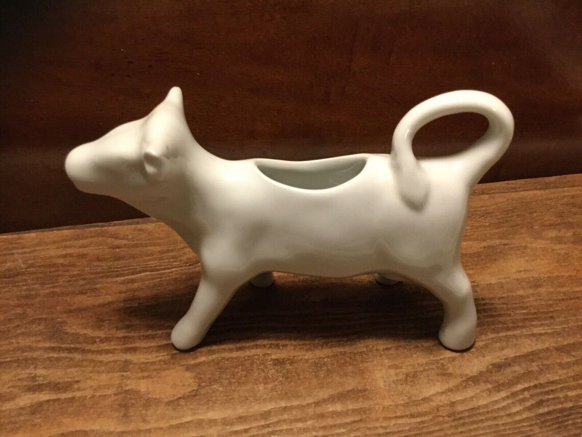 Vintage Ceramic Porcelain White Cow Bull Creamer Decorative - Etsy