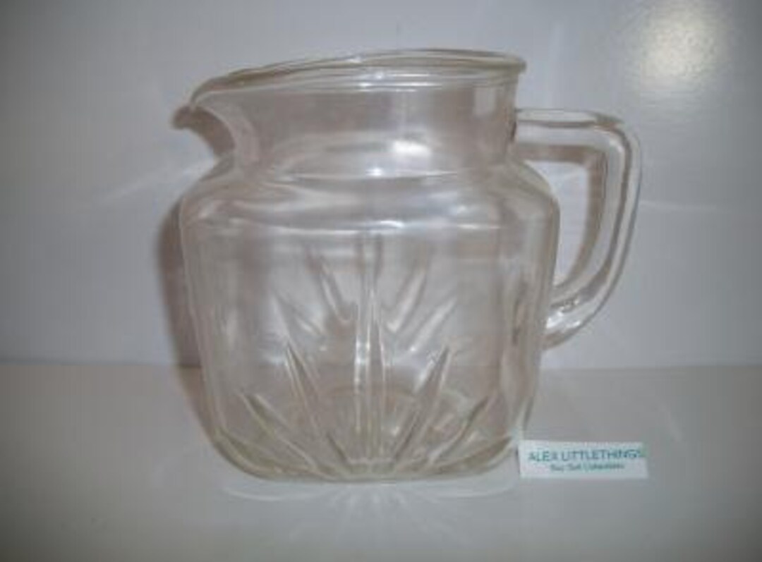 Vintage Federal Glass Clear Glass Pitcher Retro Starburst Entertaining ...