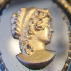 Hematite Mirror Cameo Pendant Ornate Classic Costume Jewelry Black Gold ...