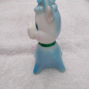 Vintage Squeaky Toy Cow Bull the First Toy Years USA Blue White Cow ...