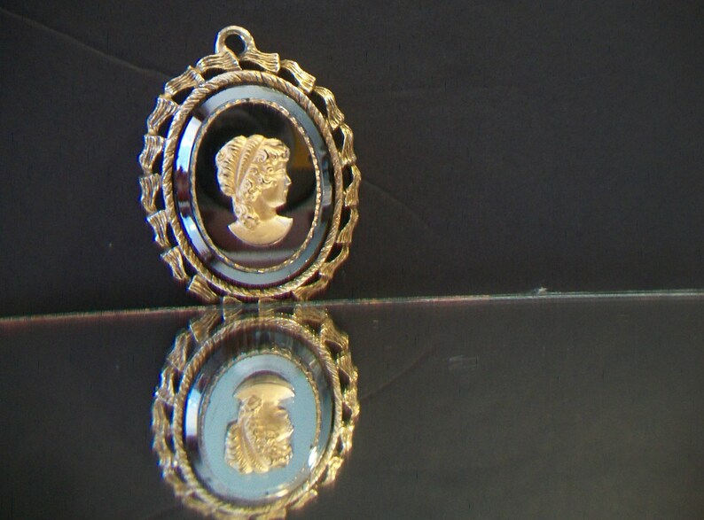 Hematite Mirror Cameo Pendant Ornate Classic Costume Jewelry - Etsy