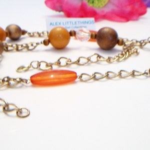 Vintage Autumn Wooden Bead Chain Necklace Boho Coachella Spicy Fall ...