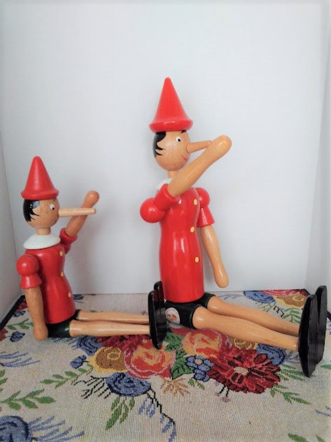 2 Unique Vintage Handmade Articulated Wooden Pinocchio Toy Made in ...