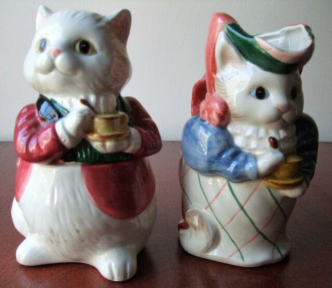 Vintage 1988 Hand Painted Fitz & Floyd Kittens of Knight Bridge Set of ...