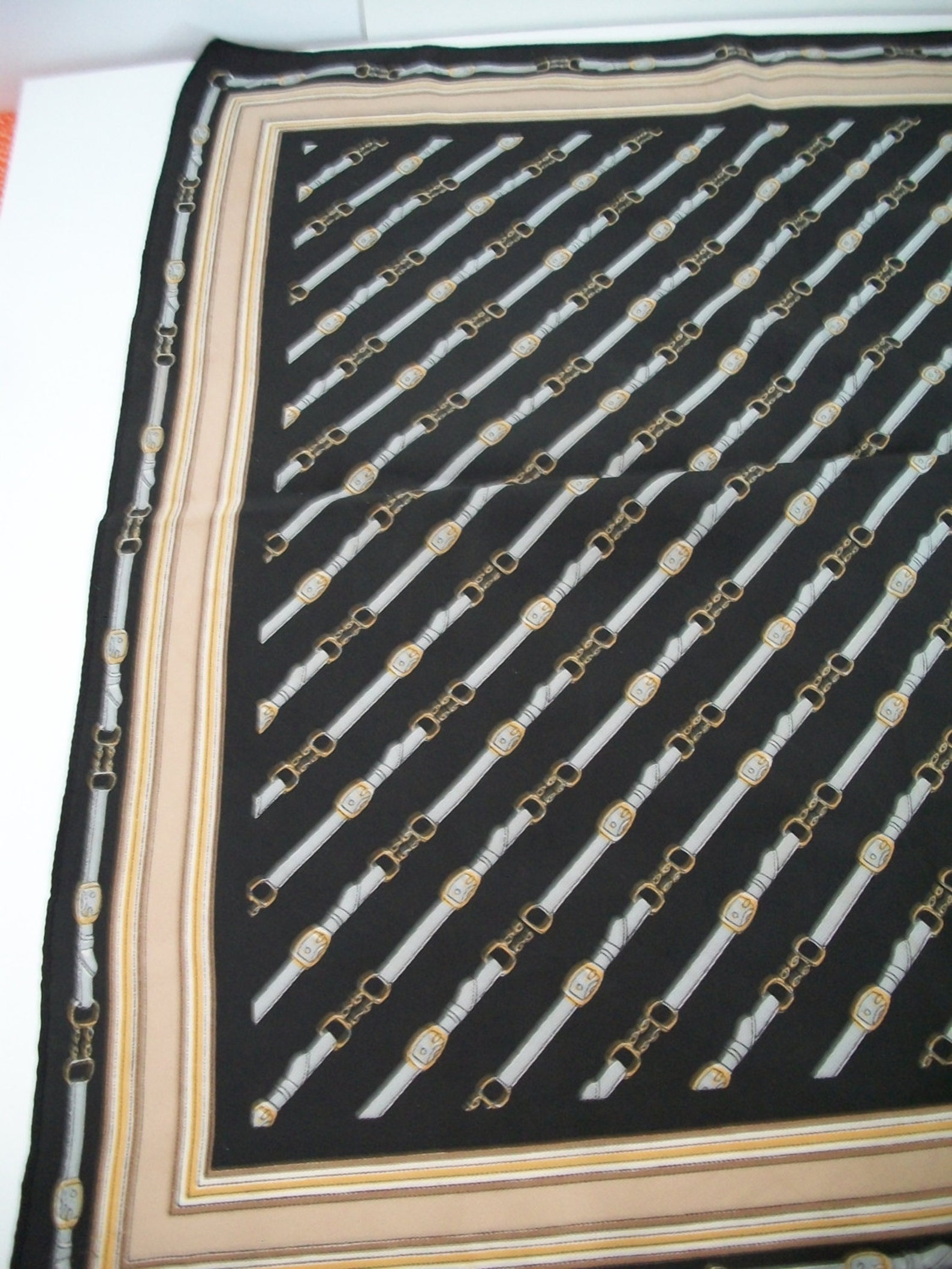 Vintage Black and Gold Scarf Belt Buckle Print Pattern Fashion - Etsy
