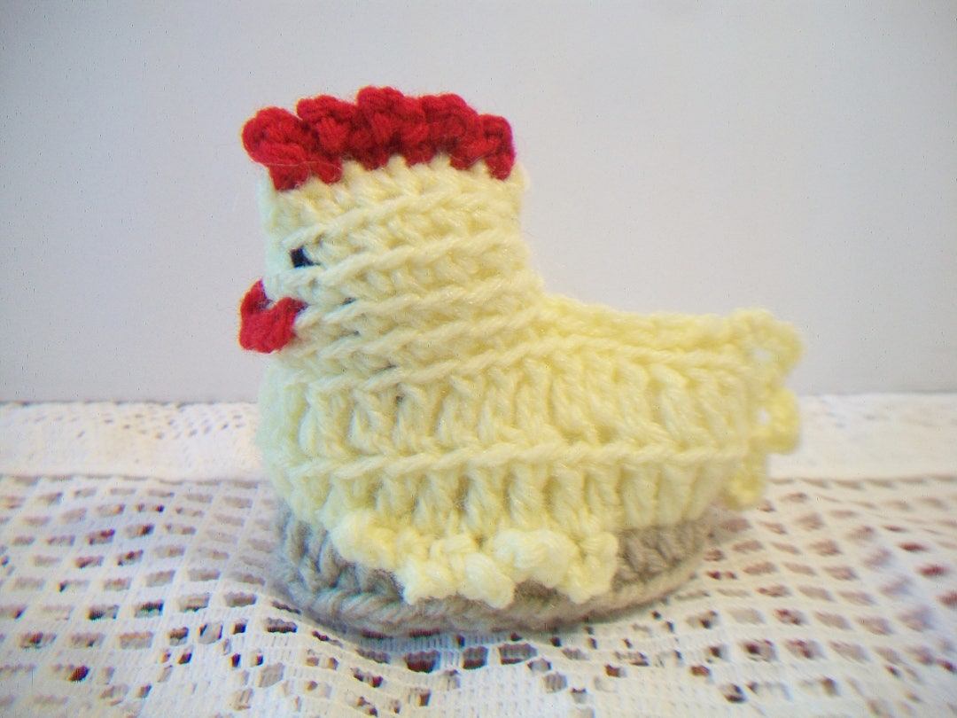 Vintage Crochet Chicken Egg Cozy Retro Hen Country Farmhouse Crafts ...