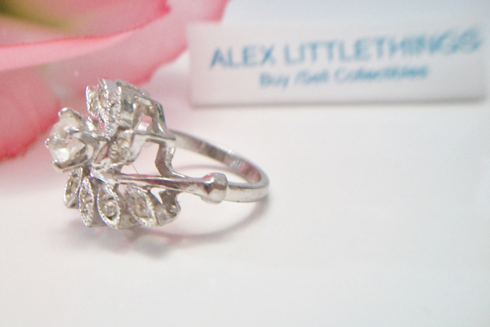 Estate 18k Rhinestone Cluster Ring THGE Size 4-1/2 Vintage - Etsy