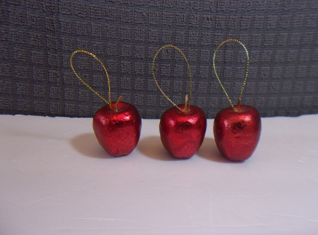 Vintage Red Apple Ornaments Artificial Fruit Christmas Holiday Home ...