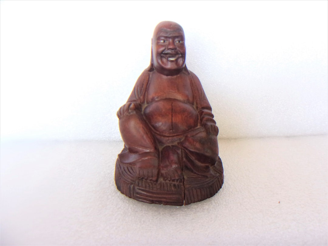 Vintage Wood Laughing Buddha Figure Feng Shui Home Decor Www.etsy.com ...