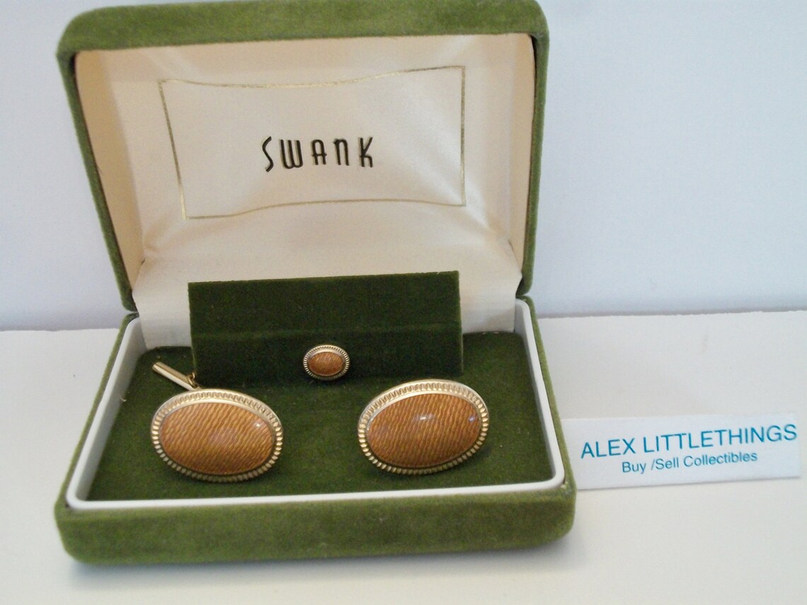 Vintage Swank Cufflinks Tie Pin Set in Original Box Mens | Etsy